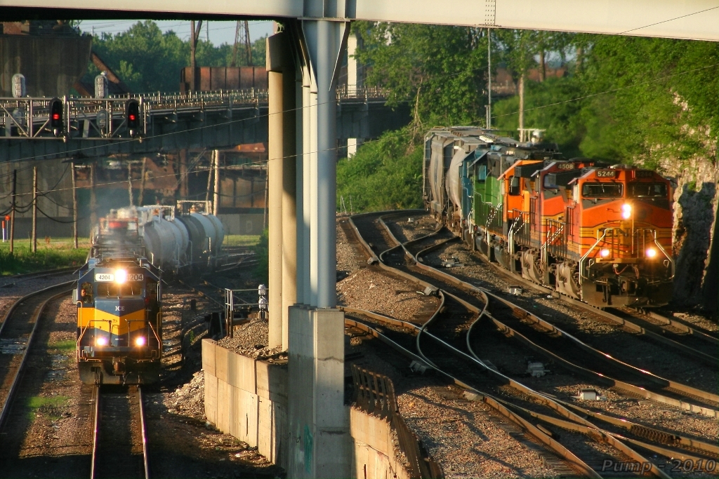 Southbound CP Yard Job Train Overtaking a Southbound BNSF Yard Job Train